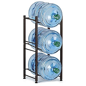 LIANTRAL 5 Gallon Water Jug Holder Water Bottle Storage Rack, 3 Tiers, Dark Brown
