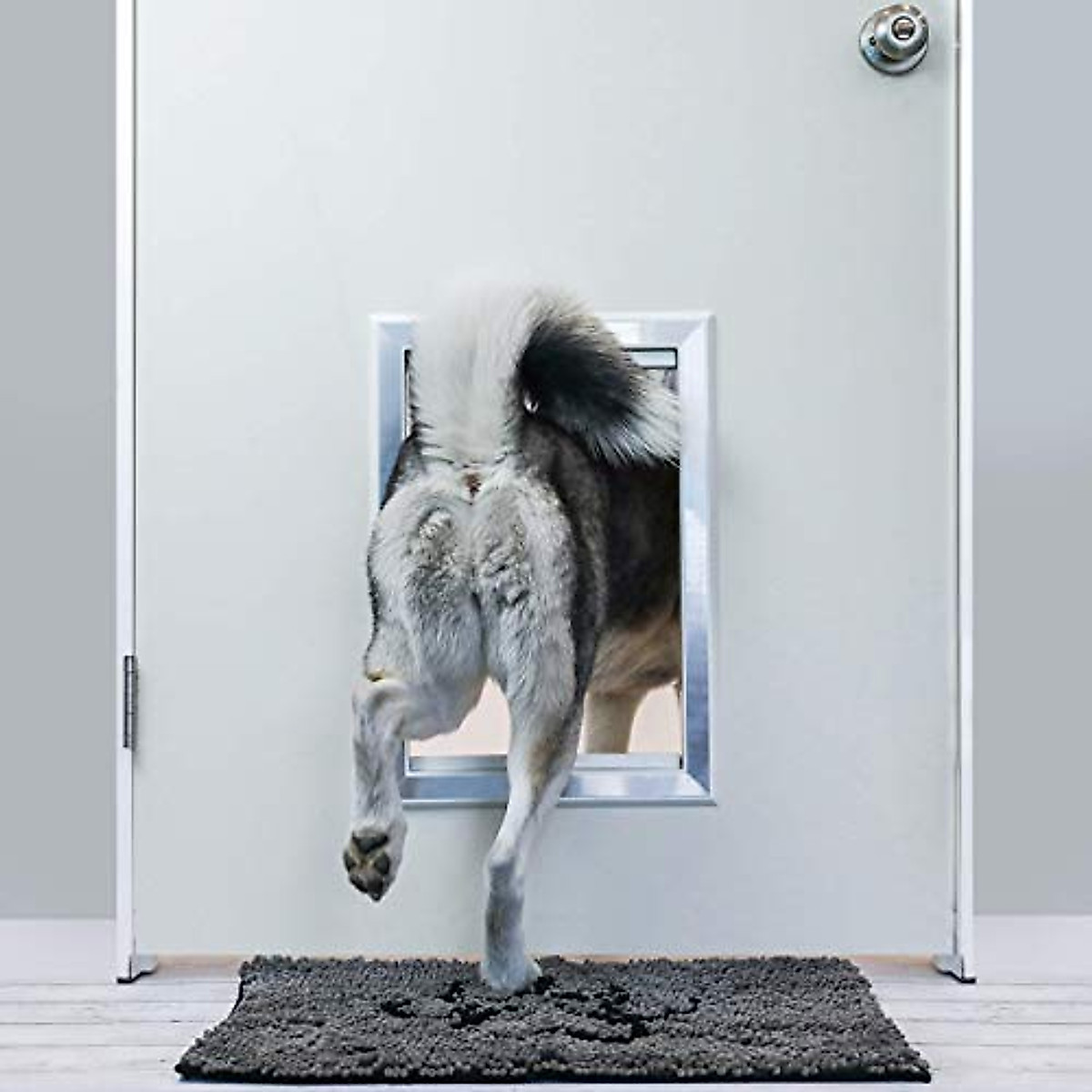 BarksBar Large Plastic Dog Door with Aluminum Lining and Soft Vinyl Flap, 2-Way Security Locking Slide Panel, Telescoping Frame - Large 10.5 by 15 inches Flap Size, White