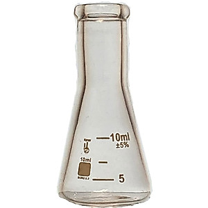 10ml Narrow Mouth Erlenmeyer Flask, 3.3 Borosilicate Glass, Karter Scientific 250G2 (Pack of 12)