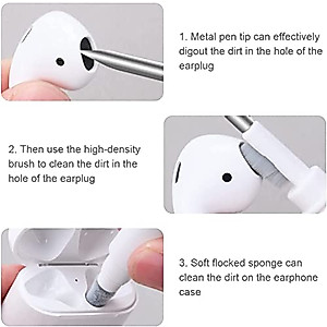 AOMIG Bluetooth Earbuds Cleaning Pen, 3 in 1 Multifunction Cleaner Kit with Soft Brush for Wireless Earphones Bluetooth Headphones Charging Box Accessories, Computer, Keyboard, Camera