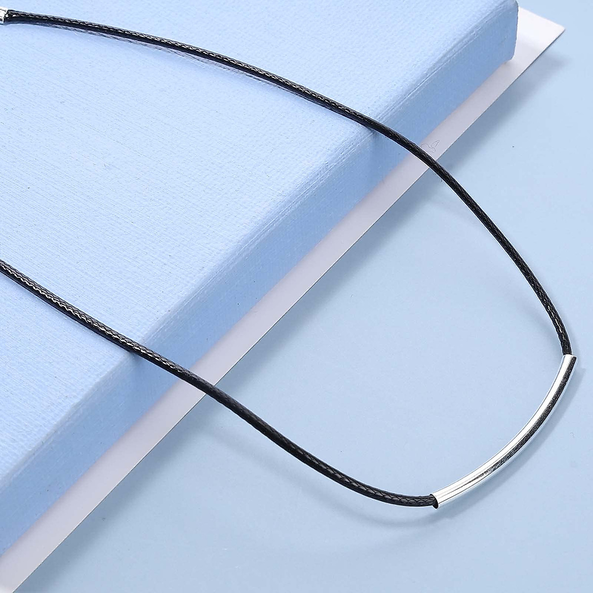 Yheakne Boho Bar Suede Choker Necklace Black Leather Necklace Chain Silver Bar Choker Black Cord Velvet Choker Necklace for Women and Girls Gifts