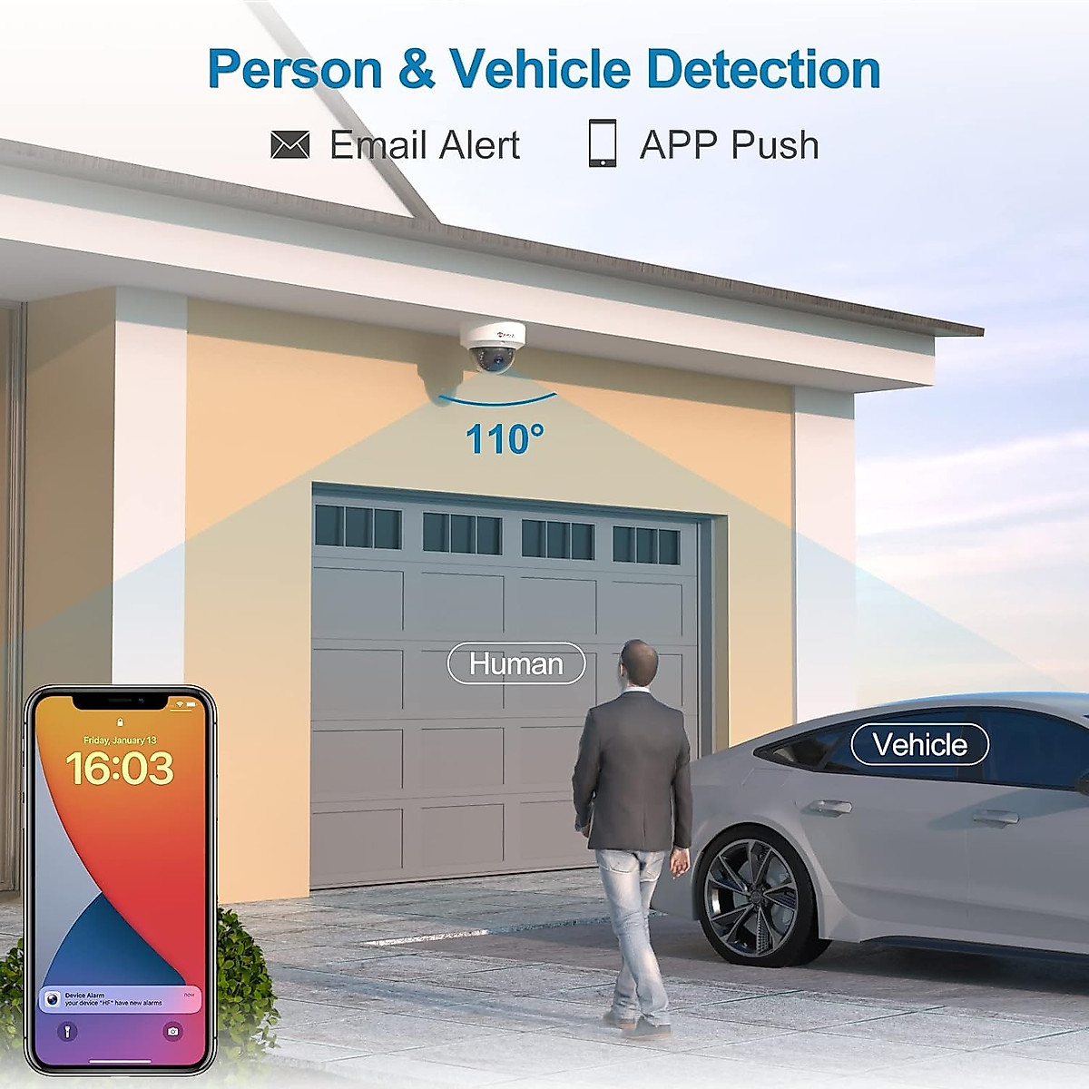 Anpviz 8 Channel IP PoE Security Camera System with Human Vehicle Detection, 8CH 4K NVR with 2TB HDD, 8pcs IK10 Vandalproof 6MP Dome PoE Cameras with Audio, IR Night Vision, NDAA Compliant (U Series)