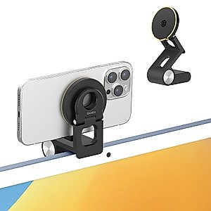 SODI Continuity Camera Mount for Desktop Monitor & iMac - iPhone Webcam Mount for MacBook with Mag-Safe Compatible, Tilt for Desk View, Magnetic Phone Stand for iPhone 15/14/13/12, Mac OS Ventura