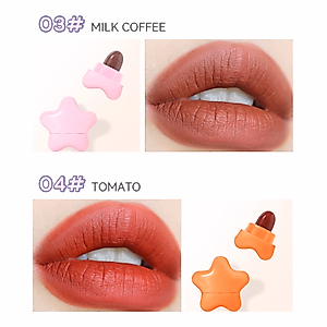 6-Color Mini Matte Color Star Capsule Lipstick set. Mini Long Lasting Non Stick Cups .Velvet Portable Star Candy Colour Capsule Lipstick Set. Suitable For All Kinds Of Occasions, PINK