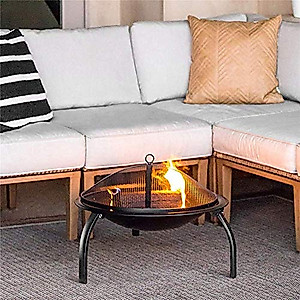 LEAYAN Garden Fire Pit Grill Bowl Grill Barbecue Rack Folding Steel Fire Pit with Spark Screen and Storage Bag, Portable Outdoor Camping BBQ Grill Fire Bowl, for Patio Backyard,Outdoor Fire Pits