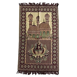 Muslim Prayer Mat Lightweight Thin Sajadah Carpet Islam Eid Ramadan Gift (Dark Brown_02)