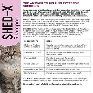 Shed-X Shed Control Shampoo for Cats, 8 oz – Reduce Shedding – Shedding Shampoo Infuses Skin and Coat with Vitamins and Antioxidants to Clean, Release Excess Hair and Exfoliate