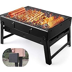 Charcoal Grill Barbecue Portable Grill, Stainless Steel Folding BBQ Grill Tabletop Outdoor Camping Picnic Burner