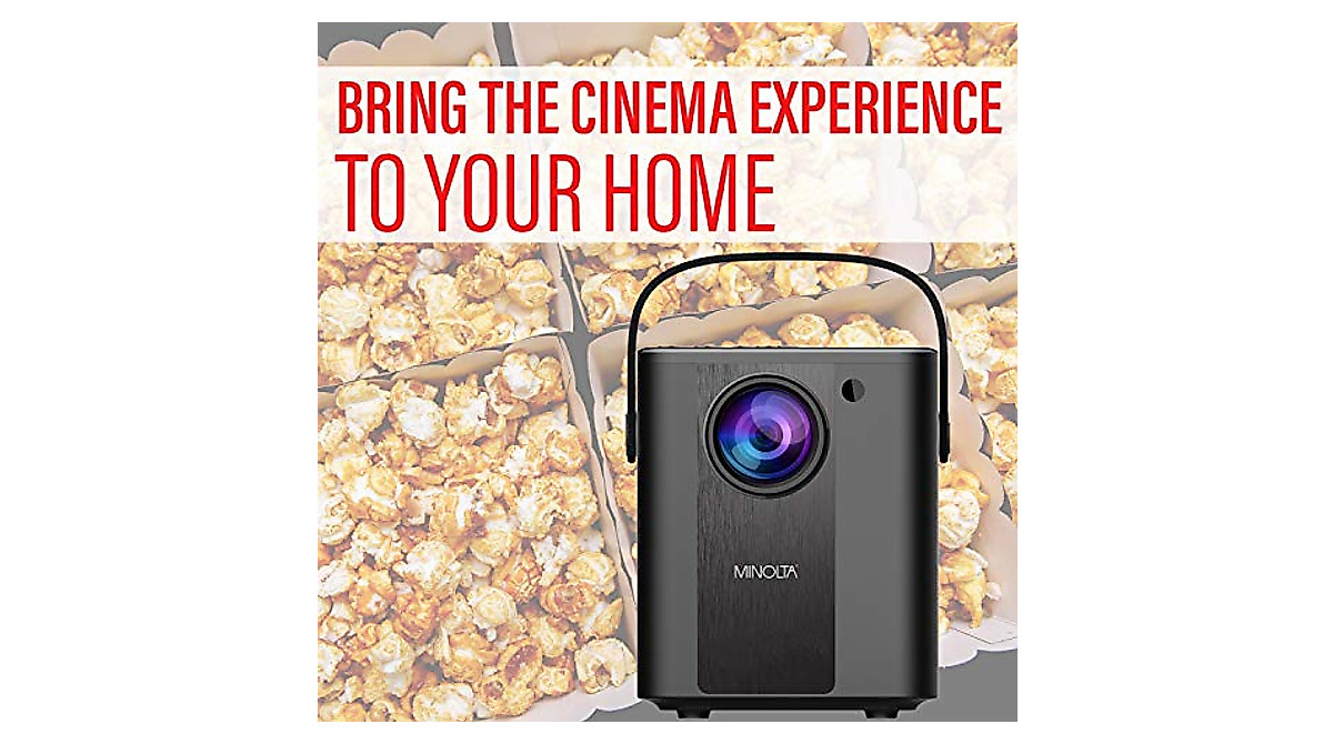 Minolta MN674 Portable Full HD Projector with 100" Screen & HDMI