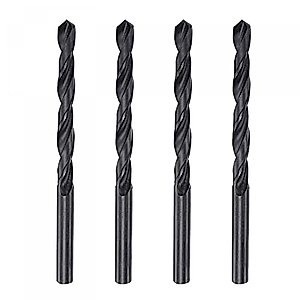 uxcell 6542 High Speed Steel Straight Shank Twist Jobber Drill Bit, Fully Ground Black Oxide Drill Bits 6.1mm Drill Diameter 93mm Total Length 4 Pcs