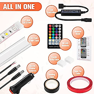 WELLUCK RV LED Camper Awning Lights, 12V, 12FT/3.6M, Dimmable, Remote Control, Warm White Mode and RGB Mode, LED Light Strip Exterior Lighting Fixture for RV Camping Canopy Motorhome Travel Trailer