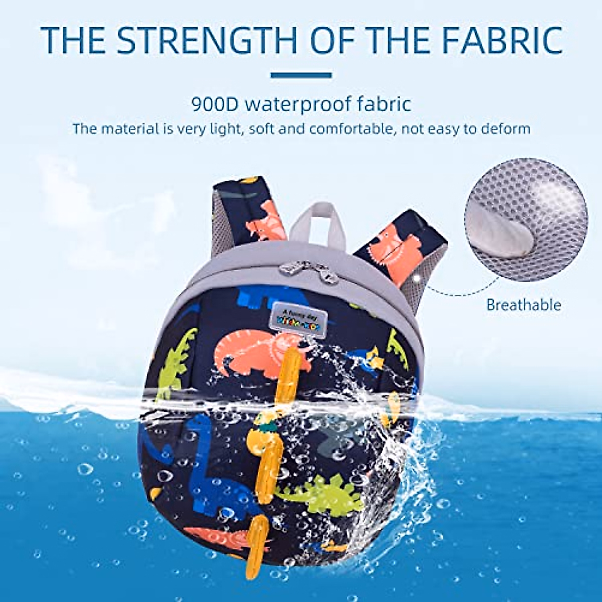 willikiva Dinosaur Toddler Mini Backpack Children Kids Baby Safety Harness Leash Waterproof Boys and Girls (3D Deep Blue)
