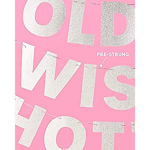 xo, Fetti Older Wiser Hotter Glitter Banner - Silver, 3 Ft. | Fun Birthday Party Decorations, 30th Birthday Decor, HBD, Gag Gift, Photobooth Backdrop