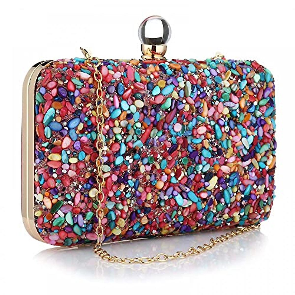 PU Leather Rhinestone Purse For Women, Evening Handbags Clutch Purses For Women Wedding and Party (Multi-colored)