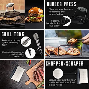 Zen-T - 14 Piece Grill Griddle Tool Kit - Griddle Accessories for Blackstone - Professional Grade Stainless Steel BBQ Tools - Perfect Grilling Utensils for All Your Grilling Needs + Bonus Recipe Ebook