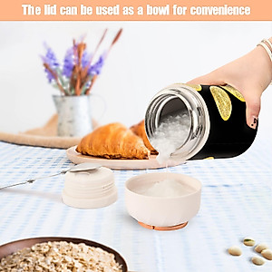 CUPADA Dog Paw Glitter Food Jar for Hot and Cold, Gold Insulated Food Jars Vacuum 17OZ with Folding Spoon for Work Trip Picnic Camping