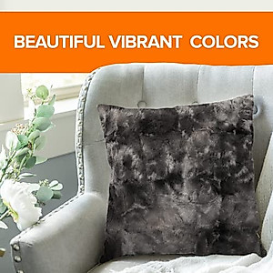 Cheer Collection Faux Fur Throw Pillow Set of 2 for Couch, Beds, Bedroom and Living Room - Ultra Soft and Cozy, Elegant Home Decor, Stylish Accent Pillows - 18" x 18", Gray & White