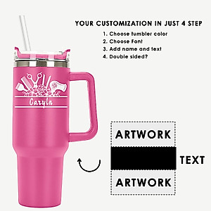 LifGif Babershop Personalized Tumbler 40 oz Laser Engraved, Insulated Cup with Handle, Lid and Straw, Custom Tumbler Hair Stylist Graduation Gift for Men Women Friend Stainless Steel Coffee Cup