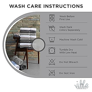 Villa Celestia 100% Cotton Wash Cloth for face & Body Set of 12, (12 x 12 inches) Sustainable, Soft, Highly Absorbent, Combed Cotton Wash Cloths Pack of 12 for Hotels, Spa, Bathroom, Dorm, White