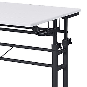 LKKRO Rolling Writing Desk with Height Adjustable Desktop and Moveable Shelf, White