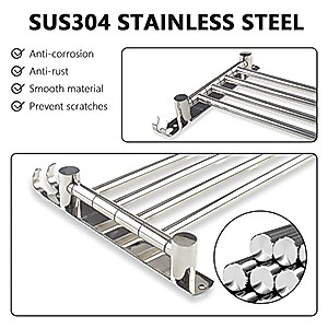 MOVNO Swing Out Towel Bar, 4-Arm Silver Wall Mounted Swivel Towel Rack with Hooks Rustproof, Towel Hanger Holder Storage Organizer for Bathroom Kitchen Space Saving