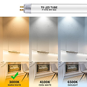 Wesome Lighting 22 Inch F14T5/WW LED Replacement Bulbs, 3000K Warm White, T5 LED 9 Watts Replace Fluorescent Bulb with LED, 950 Lumens, Replacement Tube for Counter and Cabinet Fixture, 4 Pack