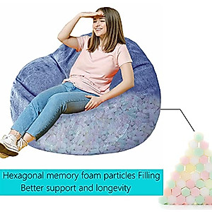 3 Ft Bean Bag Chair: Memory Foam Filled Bean Bag Chairs, Ultra Supportive Stuffed Bean Bag with Ultra Soft Corduroy Cover, Dark Blue for Kids, Adults