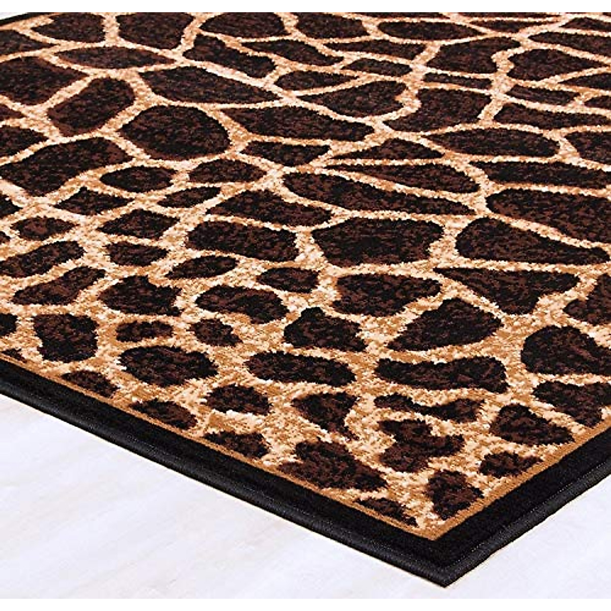 Modern Animal Print Skin Giraffe Circles Safari African Theme Area Rug (2’ X 3’)