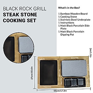 Black Rock Grill Cooking Stone for Steak, Lava Stone Grill, Hot Steak on a Stone Cooking Set