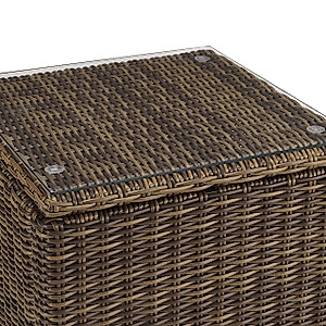 Crosley Furniture Bradenton All Weather Rattan Wicker Outdoor Side Table for Patio, Deck, Porch, Brown