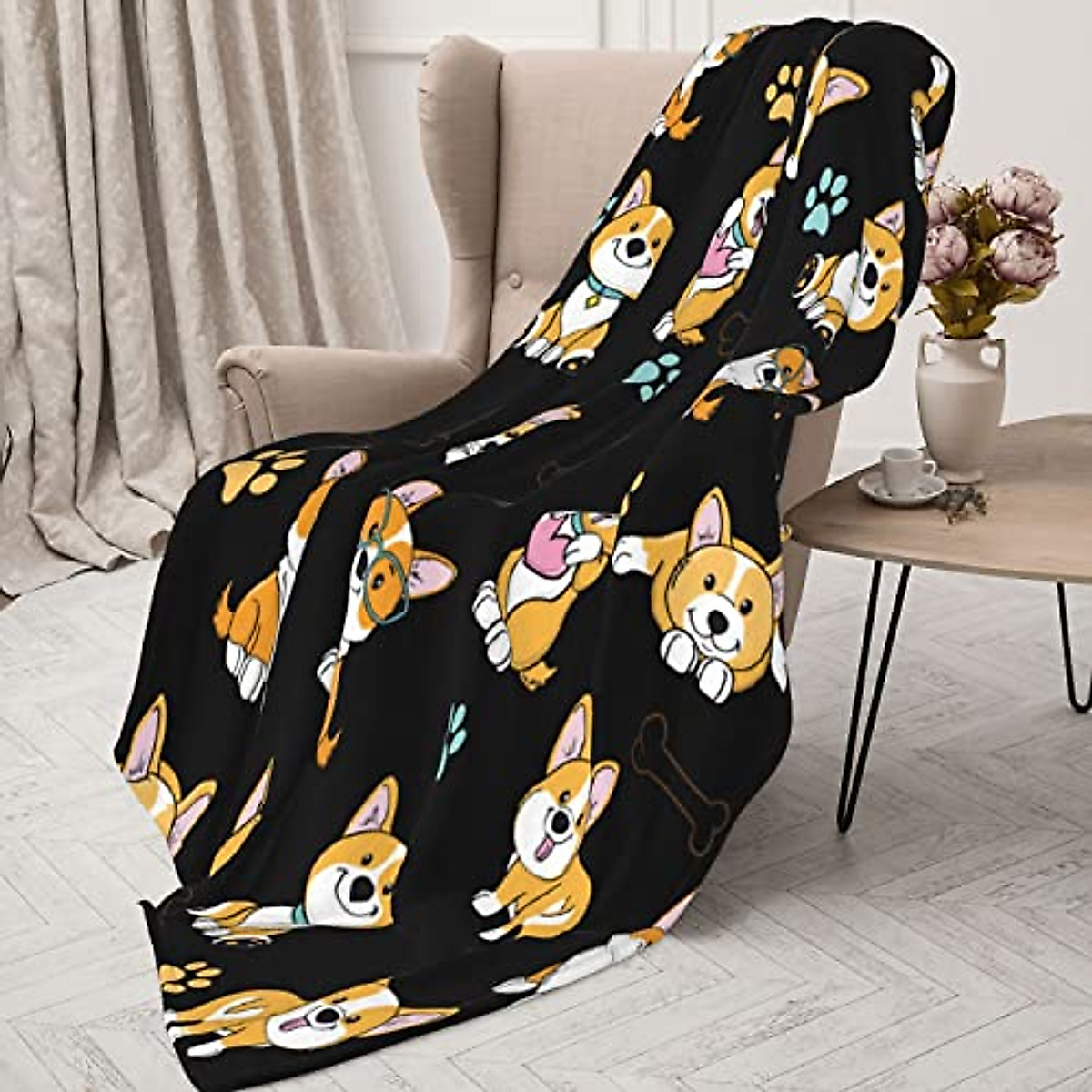 Corgi Blanket Cute Corgi Blankets Gifts for Corgi Lovers Women Soft Flannel Throw Blanket for Couch Sofa Christmas Birthday Gifts, 50x60 Inch