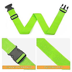 BILIONE Luggage Straps Belts TSA Approved Keep Suitcase Secure While Traveling, 79" Long Add a Bag Premium Accessory for Travel Bag Closure, 4 Pack Yellow Black