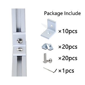 10Sets 1010 Series Aluminum Extrusion Corner Bracket Connectors,10pcs 1010 Aluminum Profile L Shaped Corner Brackets,with 20pcs Sliding T Nuts and Screws for 1010 Aluminum Extrusion Profile Hardware