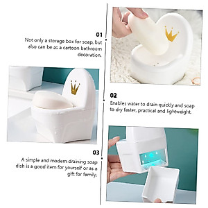 Cabilock 1pc Box Toilet Soap Box Bathroom Soap Case Plastic to Go Containers Soap Case Holder Soap Drainer Stair Basket Bath Sponge Bar Soap Dish Soap Storage Pp Cartoon White Storage Rack