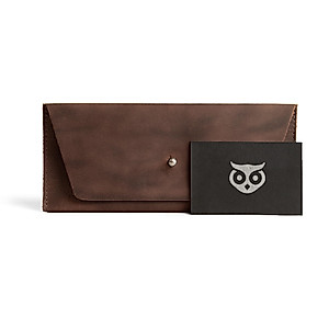 Hide & Drink, Long Utility Pouch, Stylish Wallet for Carrying and Storing Cash, Clutch Bag, Full Grain Leather, Handmade, Bourbon Brown