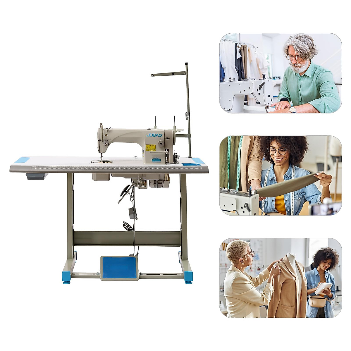 Industrial Sewing Machine Heavy Duty Sewing Machines with Motor & Graduated Table Stand Stitch Distance Speed Adjustable Commercial Grade Sewing Machine Whole Set