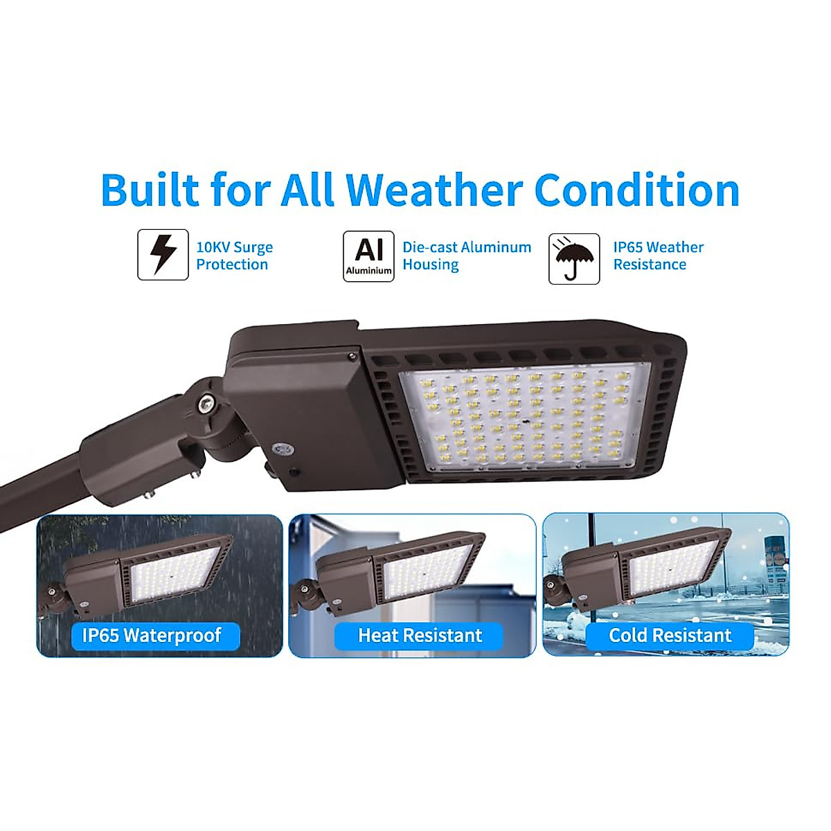 300W LED Parking Lot Light,5500K Adjustable Slip Fit Mount with 1000W Metal Halide/HPS Replacement,IP65 Waterproof, 39000 Lumens Outdoor LED Commercial Lighting for Stadium,Roadways,Street Light