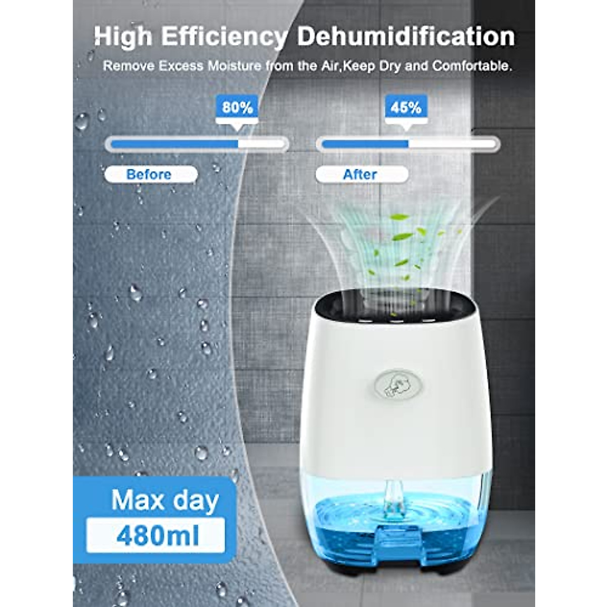 Dehumidifiers:Portable Dehumidifier for Home, Bedroom, Bathroom 35OZ Small Dehumidifiers Mini dehumidifier with Auto Shut-off, 7 Colors Night Lights, Ultra Quiet for Closet RV Office