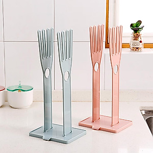 PRETYZOOM 2pcs Kitchen Glove Holder, Plastic Glove Drying Rack Rubber Gloves Drying Stand, Kitchen Sink Drain Rack for Dish Gloves Sponges