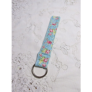 Shabby Chic Blue Roses Quilted Kitchen Towel Holder - Heavy-Duty D-Ring - Kitchen Towel Hanger - Towel Keeper
