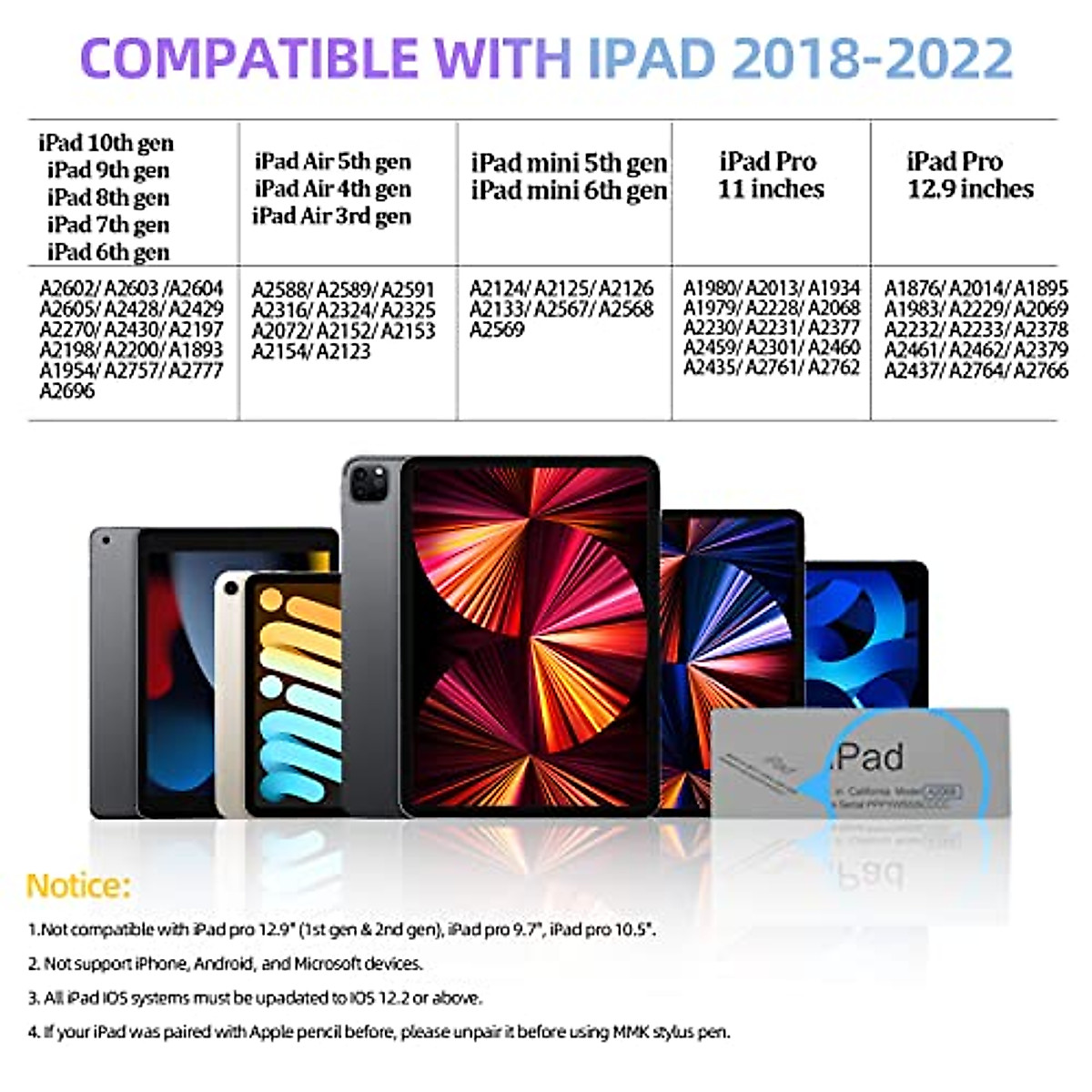 Stylus Pen for iPad, Apple Pencil for iPad 10th 9th Gen, Apple Pen iPad Pencil for iPad Air 5/4/3rd, iPad Pro 11/12.9 Inch, with Palm Rejection & Tilt Sensitivity, Magnetic Stylus iPad Pen, White