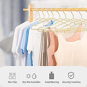 Nature Smile 20 Pack 17.7 Inch Men's Heavy Duty Metal Hangers, Space Saving Wire Hangers, Metal Clothes Hangers, Coat Hanger, Standard Suit Hangers Ideal for Everyday Use, Gold