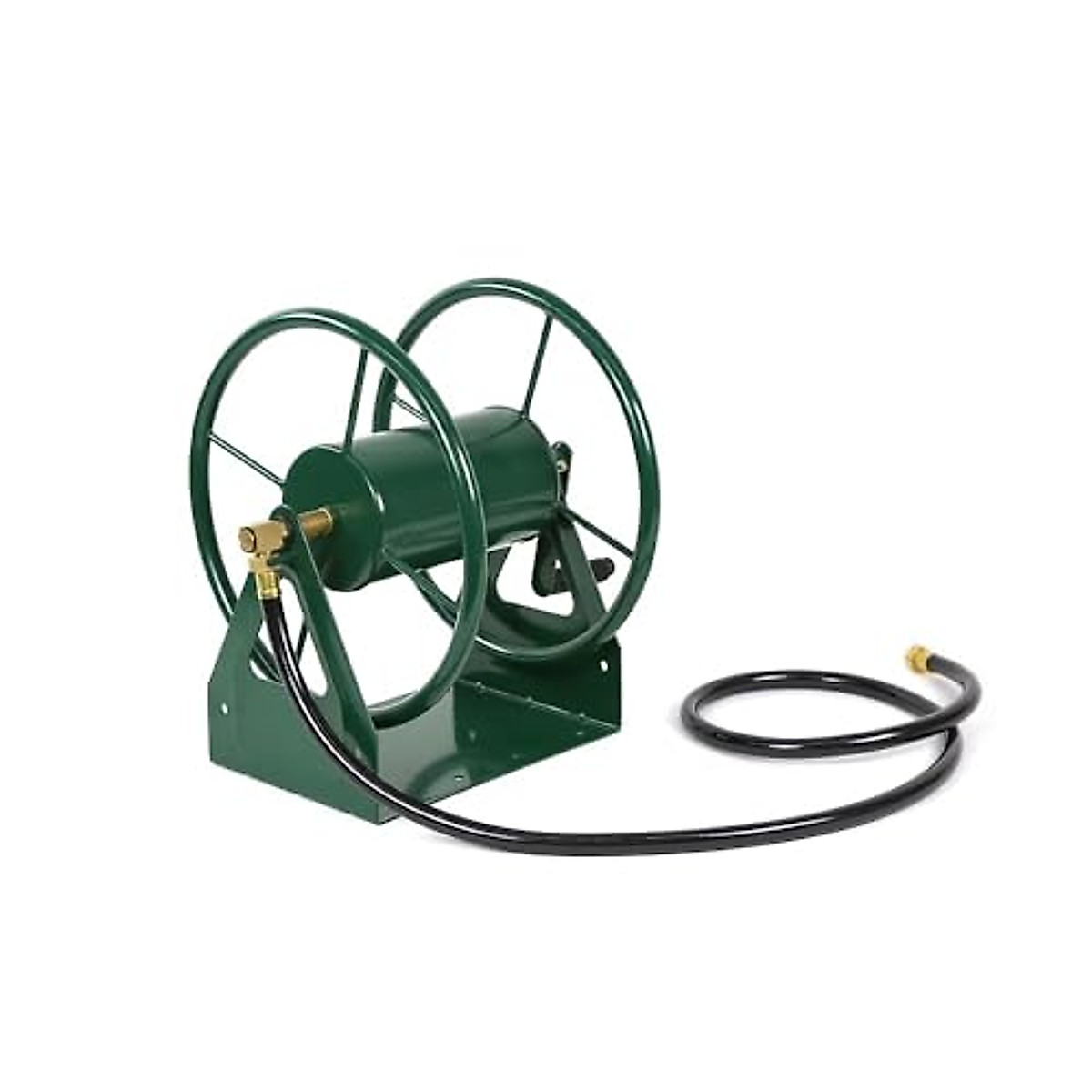 Amazon Basics Wall/Floor Mount Garden Hose Reel with 5-Ft. Leader Hose, Holds up to 200-Feet, Bronze,green