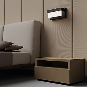 LIGHTINN Wall Sconce Black Wall Light with On/Off Switch 8 inch LED Wall Lamp Acrylic Lampshade 4000K Sconce Wall Lighting