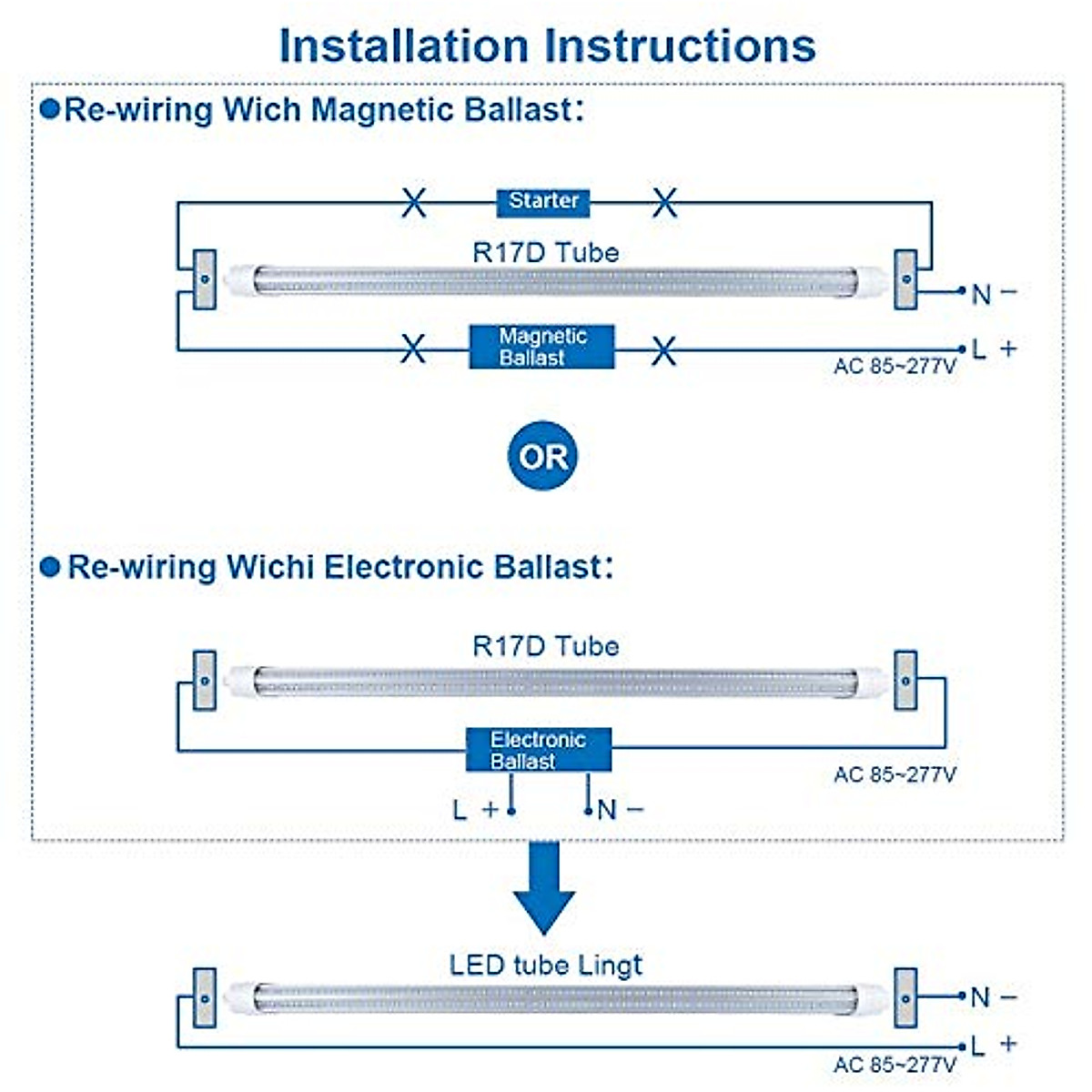 Singteam 10Pack R17D/HO 8FT LED Tubes,90W,F96t12 HO 8 Foot Led Bulbs,10000LM, Cool White 6500K Clear Lens,Rotate V Shaped,T8/T12 Replacement,Dual-Ended Power