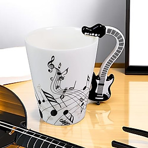 LanHong Guitar Mug Music Coffee Mug Guitar Coffee Mug Gifts for Musician Guitar Players Music Lovers - 13.5 oz Guitar Coffee Cup Music Teacher Guitar Gifts for Men Women Friend