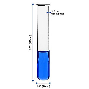 EISCO 24PK Test Tubes, 50ml - Borosilicate 3.3 Glass - 1.2mm Thick Walls, Beaded Rim - Superior Heat & Chemical Durability - 5.9" Tall, 1" Diameter