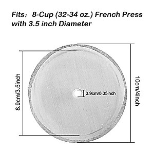 2 Packs French Press Replacement Filters Mesh Screen Perfect for 34 OZ,8 Cup French Press