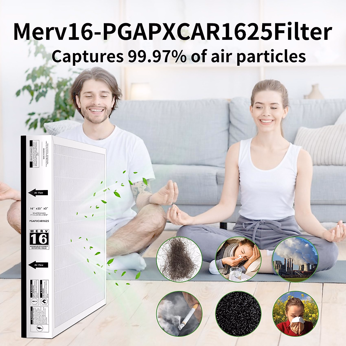 Upgraded PGAPXCAR1625 Merv16 Replacement Filter, Compatible with Bryant/Carrier PGAPXCAR1625, AGAPXCAR1625-A02，PGAPXCAR1625-a02, PGAPXCAR1625-A01, AGAPXCAR1625 Filter(16x25x3in)-2 Pack