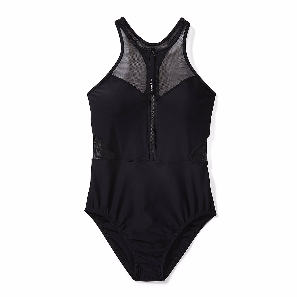 Speedo Women's Swimsuit One Piece High Neck Contemporary Cut Speedo Black Zip 10